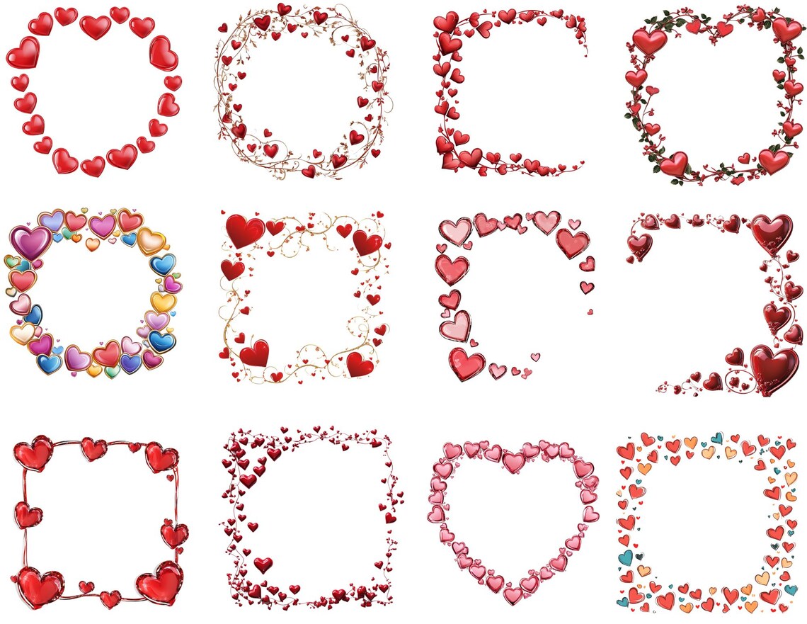 Clipart Set of Hearts Frames | Perfect Frames for Invitations and ...