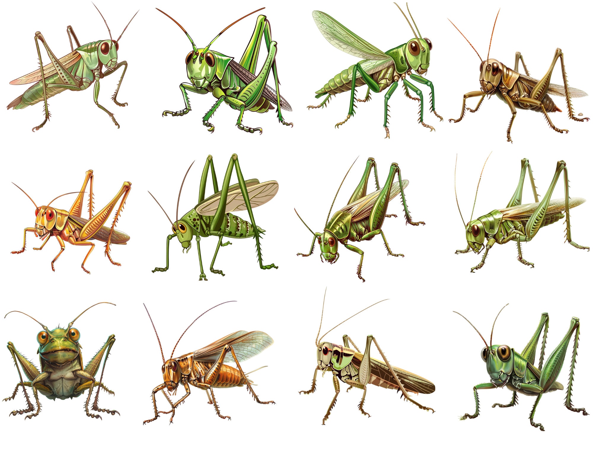 Clipart Pretty Crickets Set | Cute Insect 45 PNG | Digital Green ...