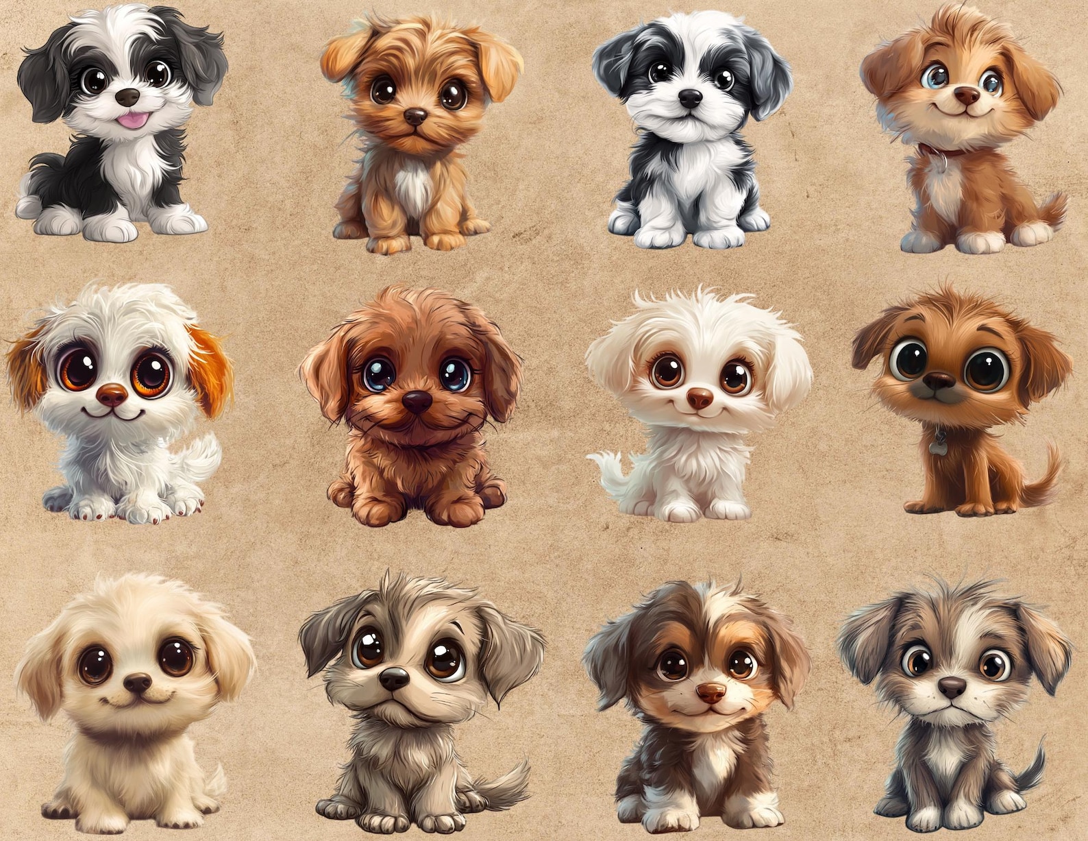 Cute Small Dog Clipart, Adorable Puppy PNG, Fluffy Dog Clip Art ...