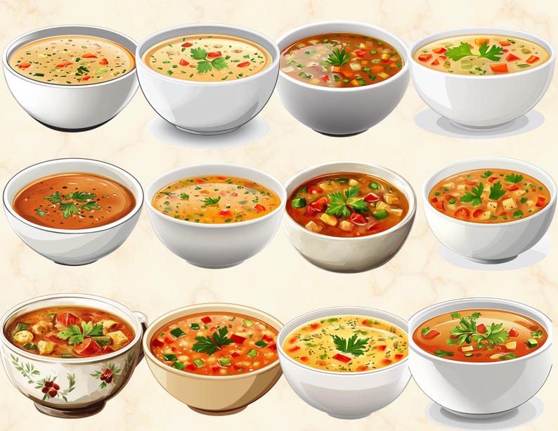Vegetable Soup Clipart Bundle | 37 Pngs, (commercial Use, Instant ...