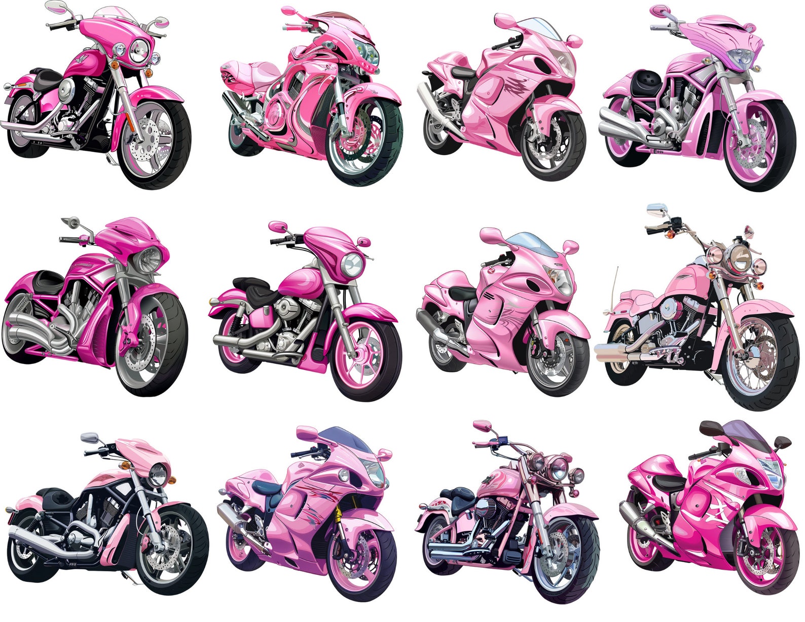 Clipart Pink Motorcycles | Pink Motorcycles PNG | Digital Print Pink ...