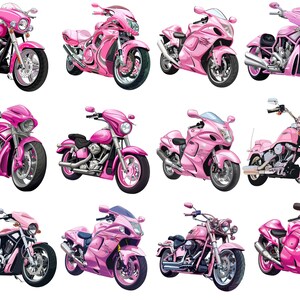 Clipart Pink Motorcycles | Pink Motorcycles PNG | Digital Print Pink ...