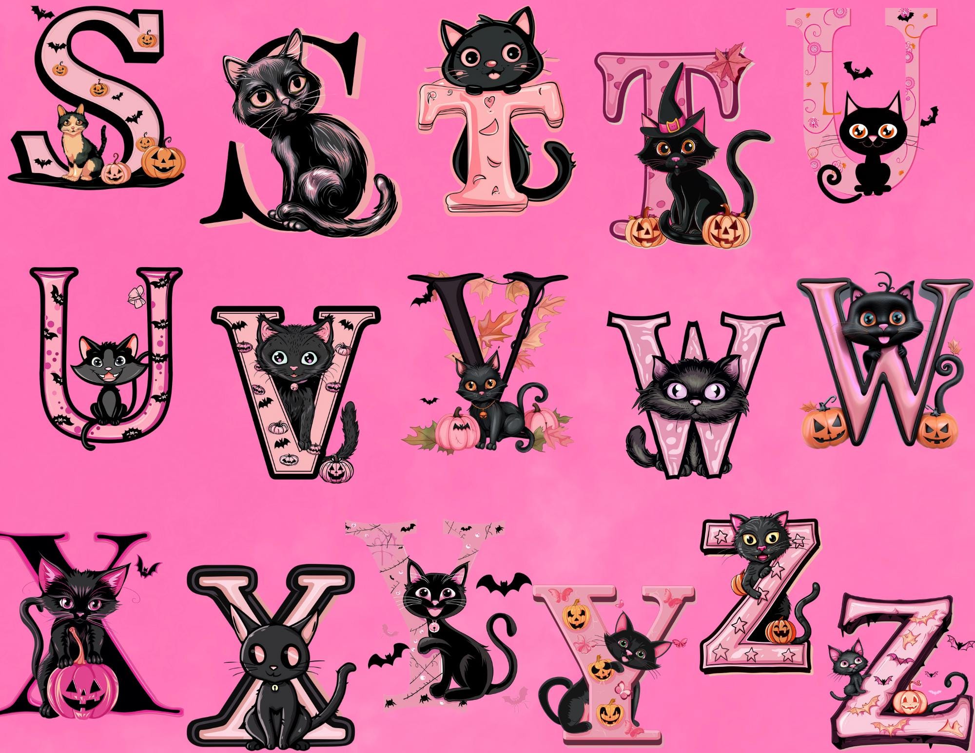 Clipart Halloween Alphabet Clipart A-Z | 2 Versions of Each Letter ...
