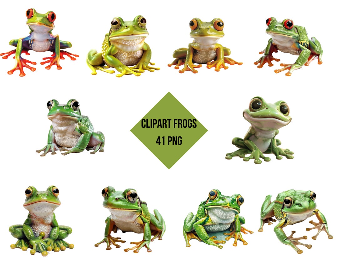 Clipart Frogs Frogs PNG Digital Print Frogs Transparent Background High ...