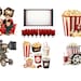 Cinema Clipart PNG Bundle, 18 Movie Night, Popcorn, Theater Seats ...