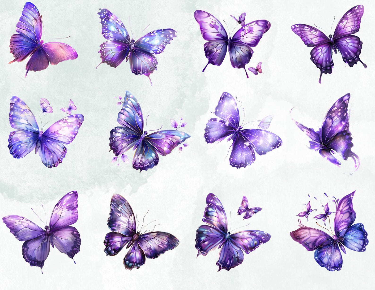 Clipart Purple Butterflies | Magic Butterflies PNG | Digital Print ...