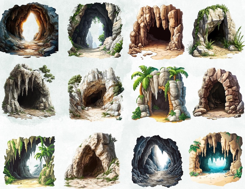 Clipart Unique Caves | 40 Pngs | Caves Decor | Transparent Background ...