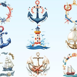 22 Nautical Collection Clipart Bundle, Vintage Ships PNG, Anchors ...