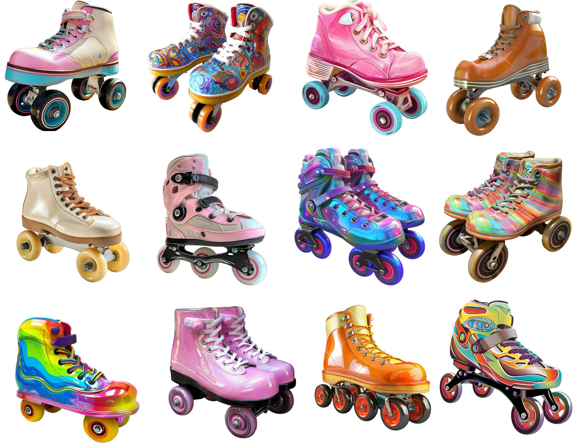 Roller Skates Clipart | Decorative Roller Skate Decor PNG | Digital ...
