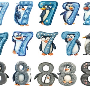 Penguin Numbers Clipart, Cute Penguin PNG, Arctic Animal Numbers, Kids ...