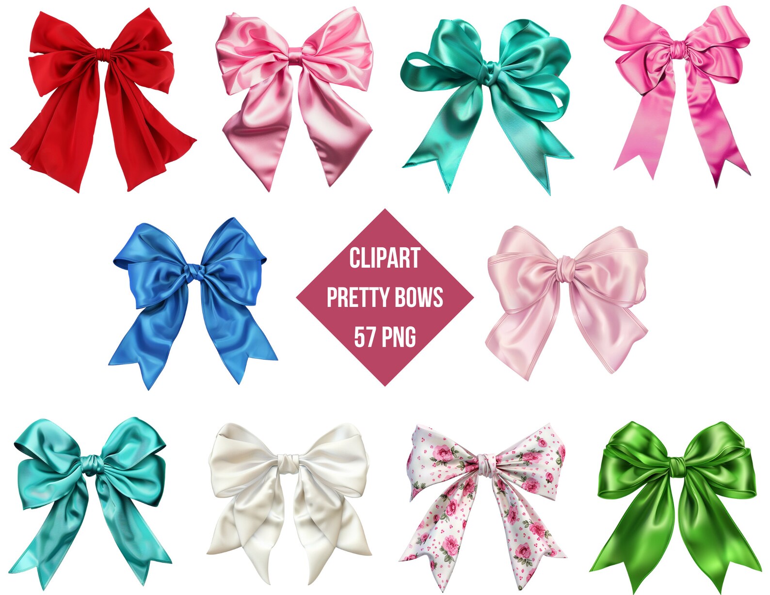 Clipart Pretty Bows | Colorful Bows PNG | Digital Print Bows ...