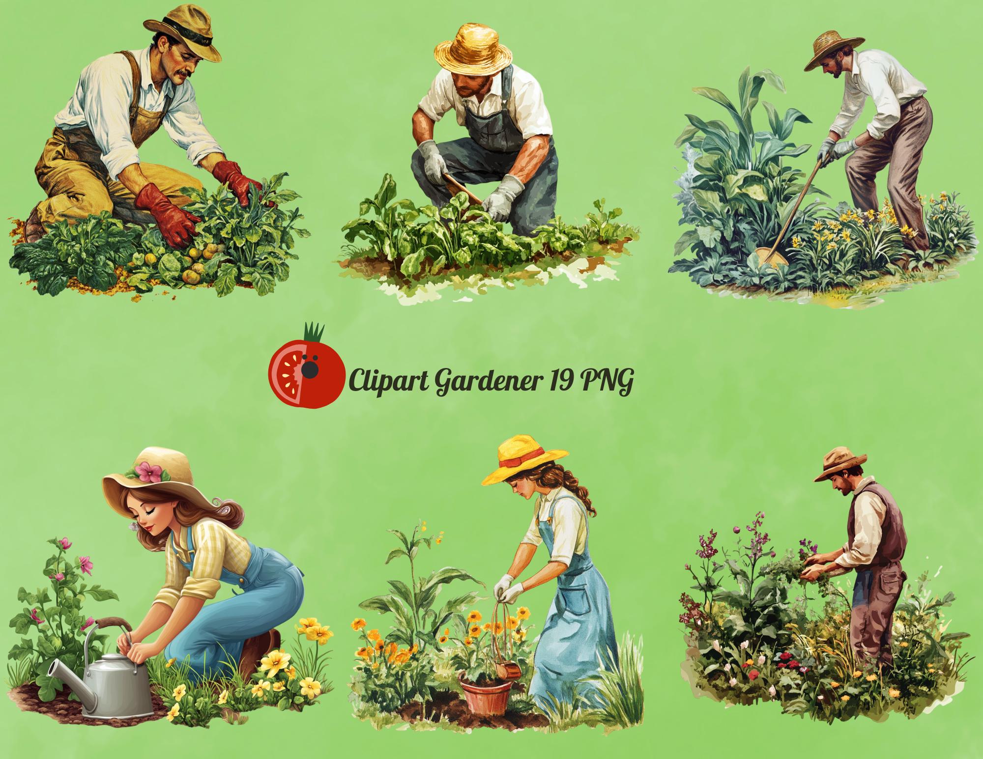 Gardeners Clipart Bundle | 19 Gardening PNG | Gardening Life Clip Art ...