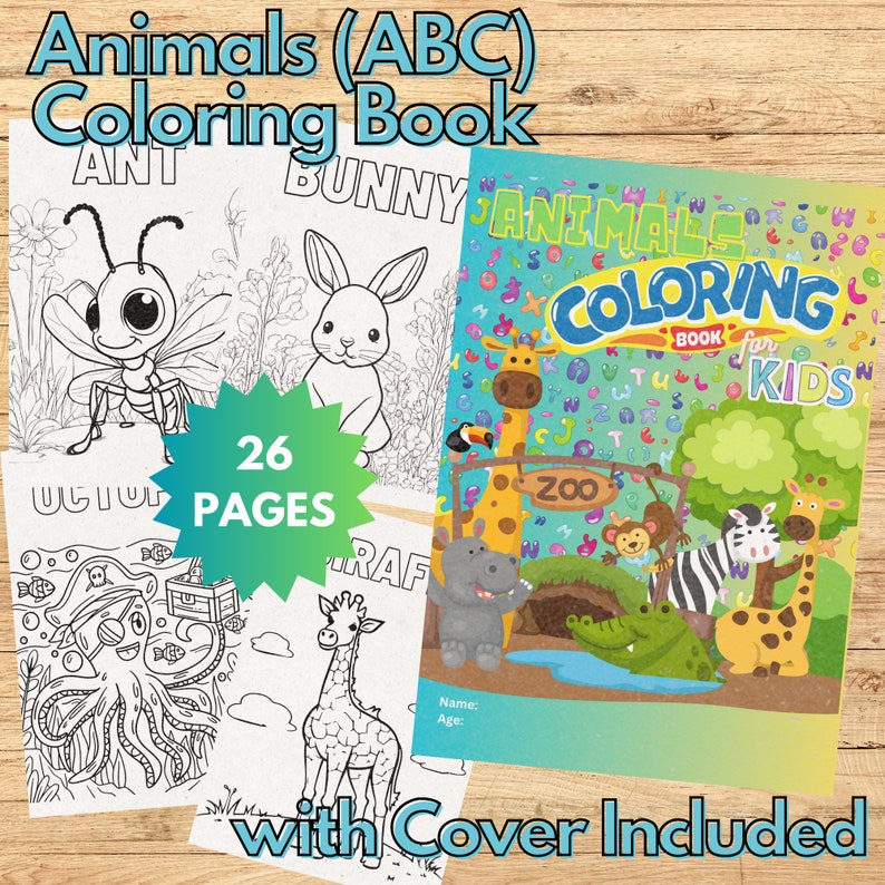 26 Animals Alphabet A-Z Coloring Pages for Kids, Toddlers, Preschoolers ...