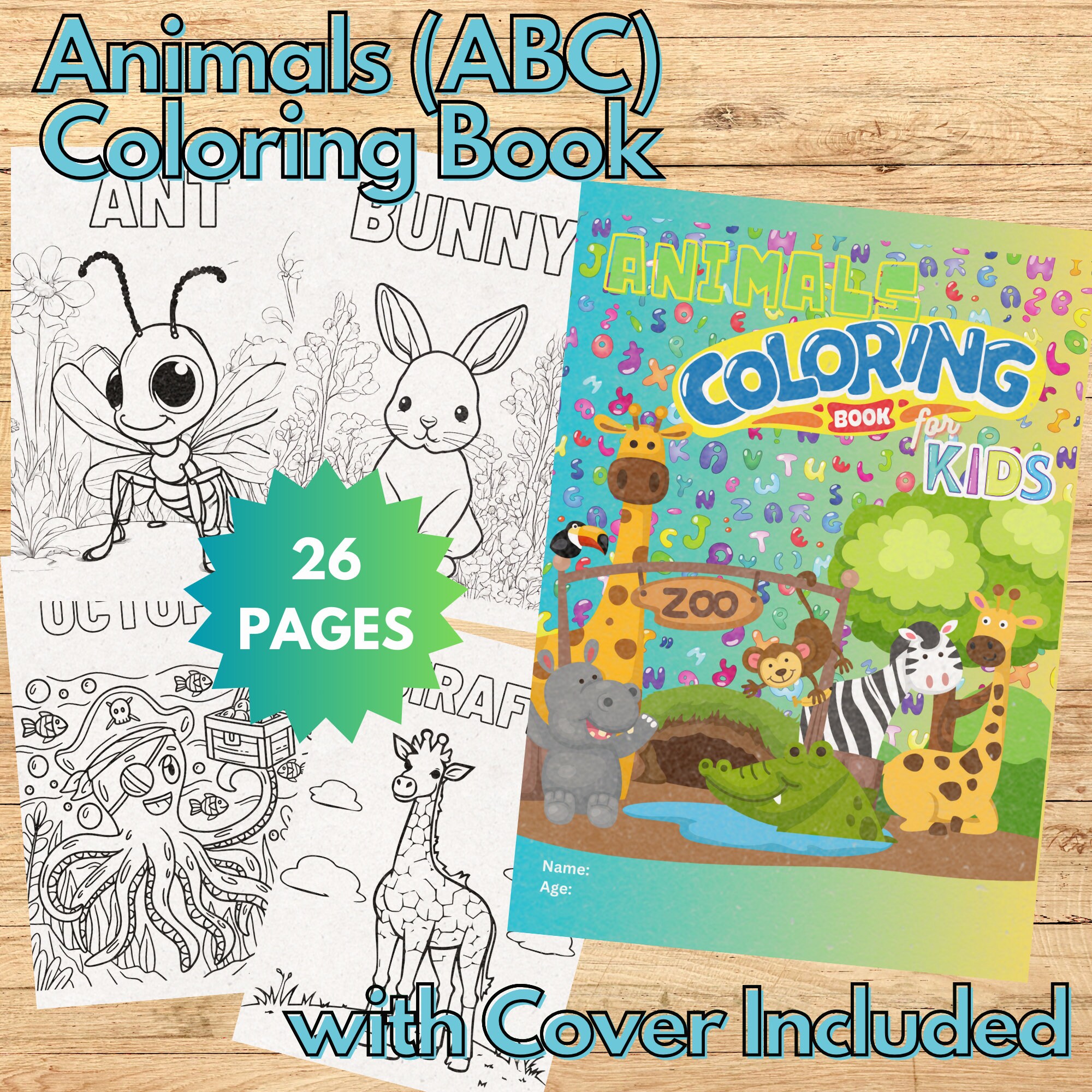 26 Animals Alphabet A-Z Coloring Pages for Kids, Toddlers, Preschoolers ...
