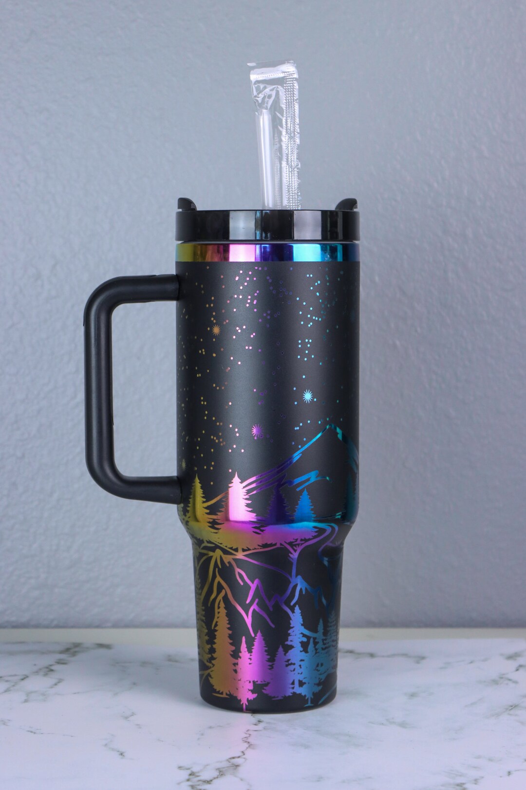 Rainbow Dupe Cup | Holographic Tumbler | Mountains Rainbow Tumbler Gift ...