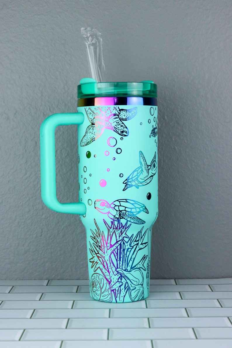 Rainbow Dupe Cup | Holographic Tumbler | Ocean Rainbow Tumbler Gift 40 ...