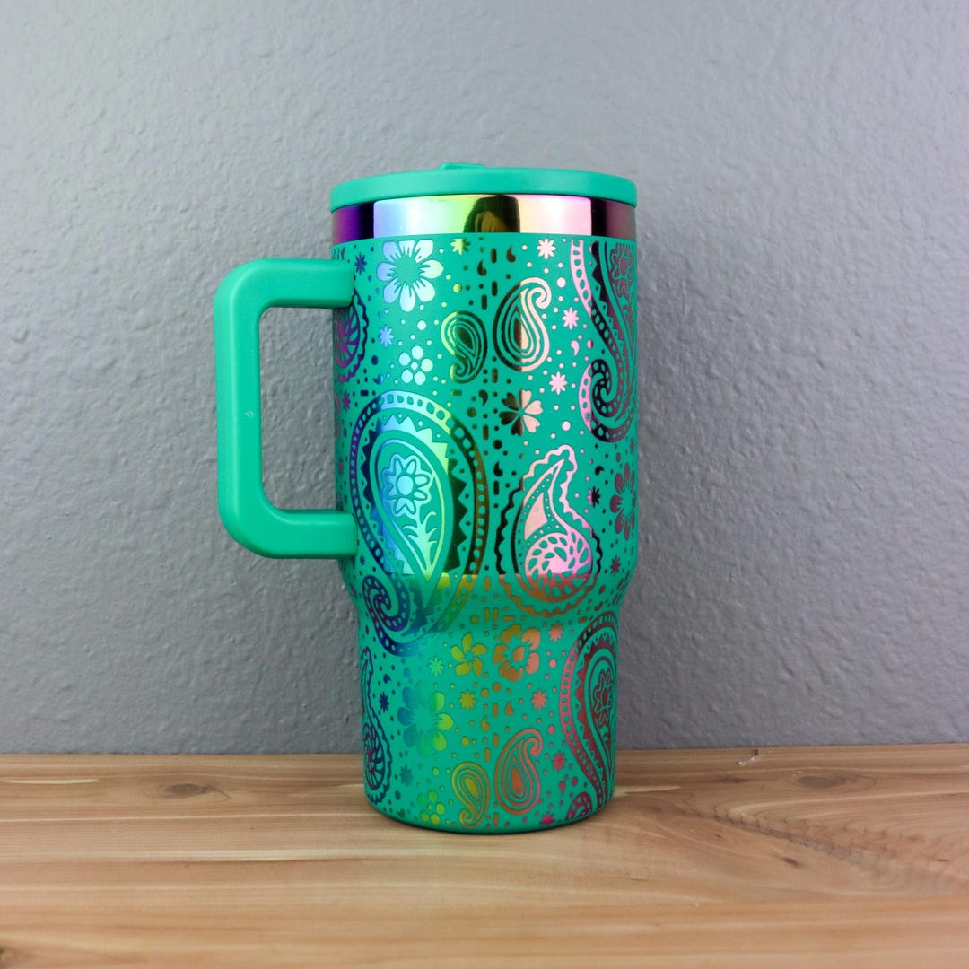 Rainbow Dupe Cup | Holographic Tumbler | Boho Paisley Rainbow Tumbler ...