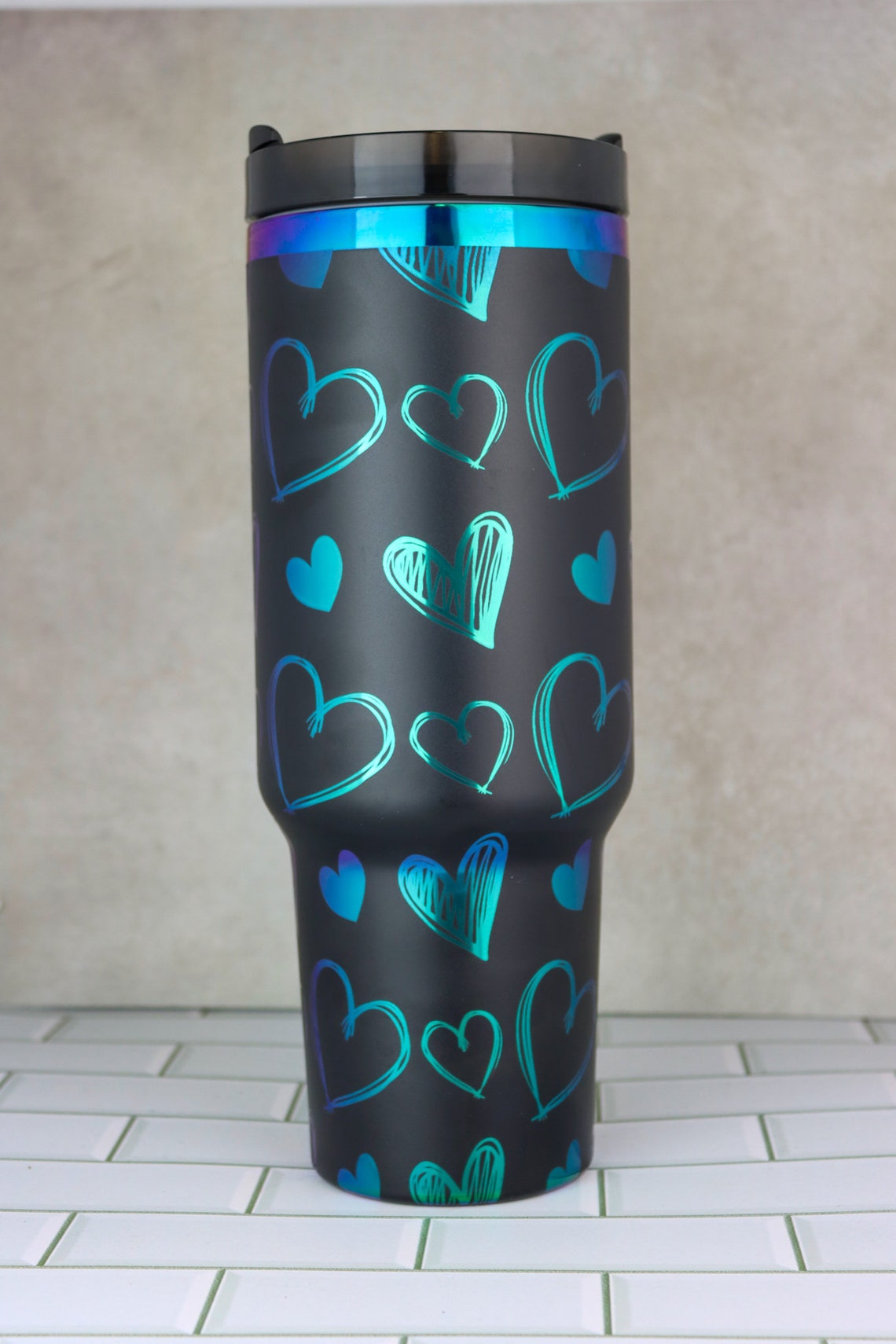 Rainbow Dupe Cup Holographic Tumbler Heart Rainbow Tumbler Gift 40 ...