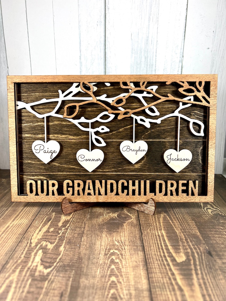 Family Tree Frame Sign Custom Family Tree Sign Hanging Hearts Family ...
