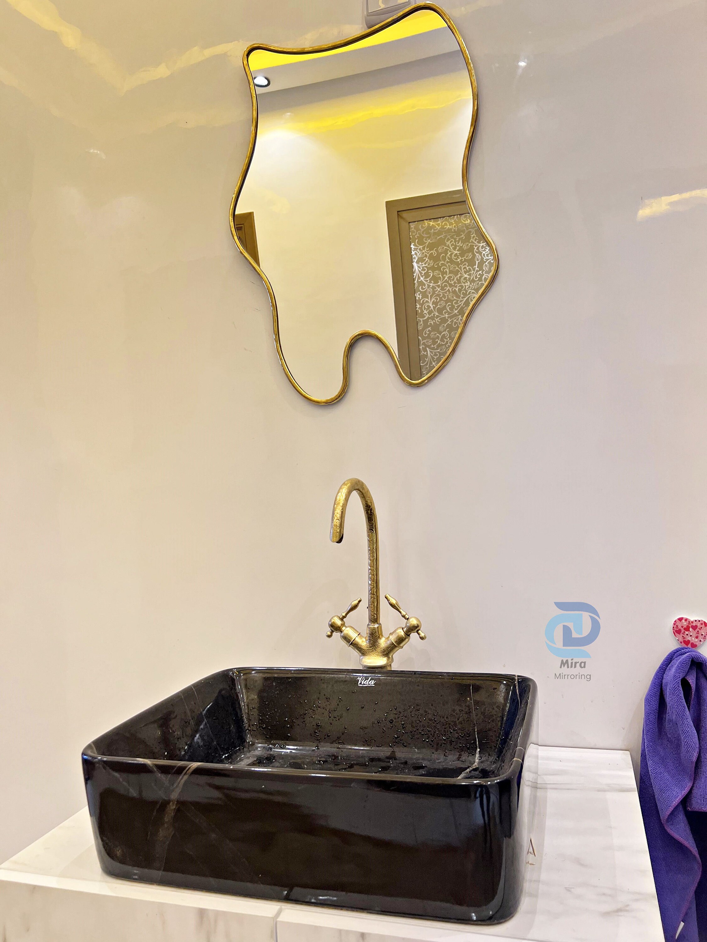 Asymmetrical Mirror Wavy Mirror Cloud Mirror, Bathroom Mirror Decor ...