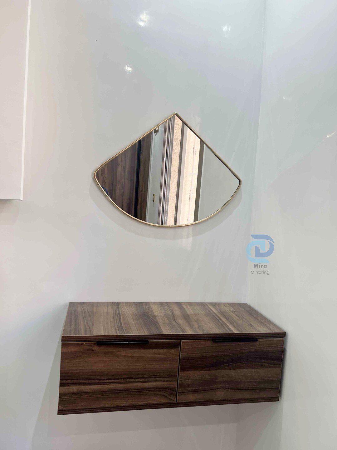 Puddle Mirror, Asymmetrical Brass Wall Mirror, Irregular Wavy Bathroom ...