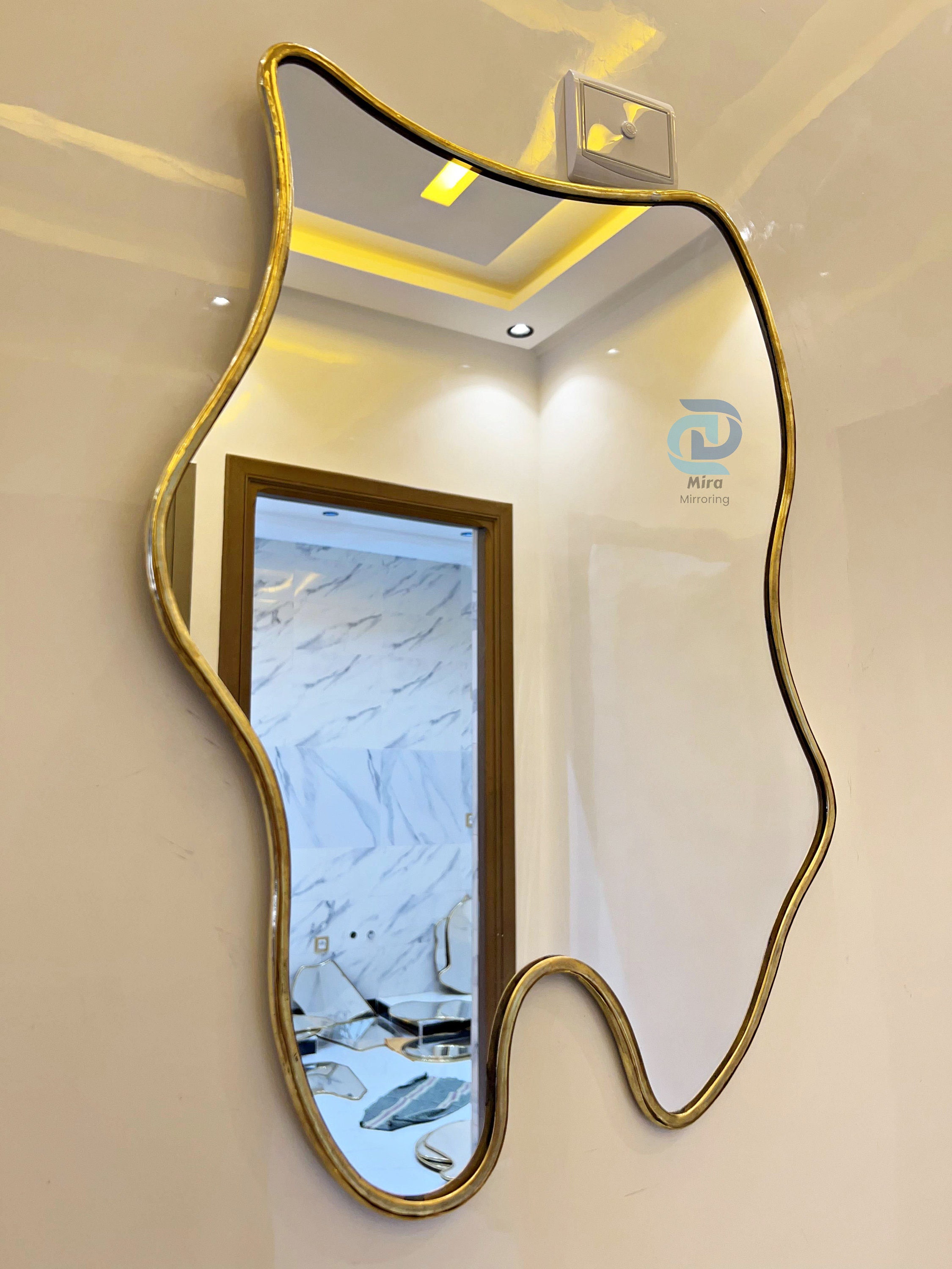 Asymmetrical Mirror Wavy Mirror Cloud Mirror, Bathroom Mirror Decor ...