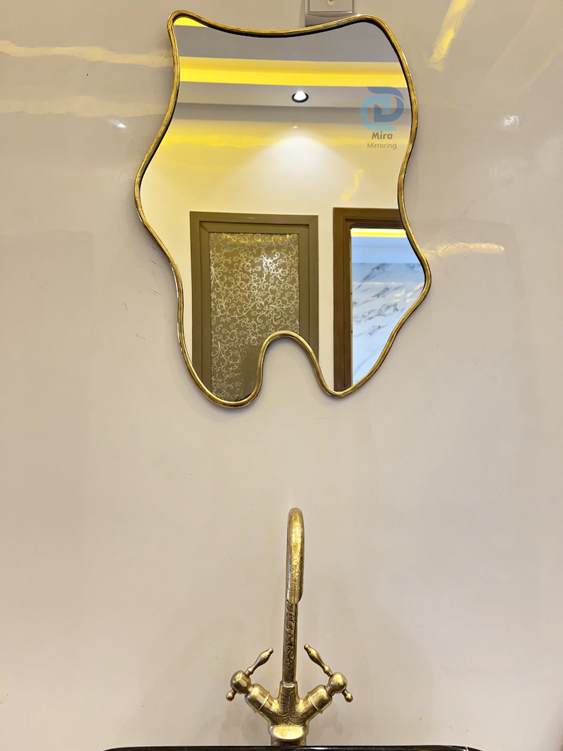 Asymmetrical Mirror Wavy Mirror Cloud Mirror, Bathroom Mirror Decor ...