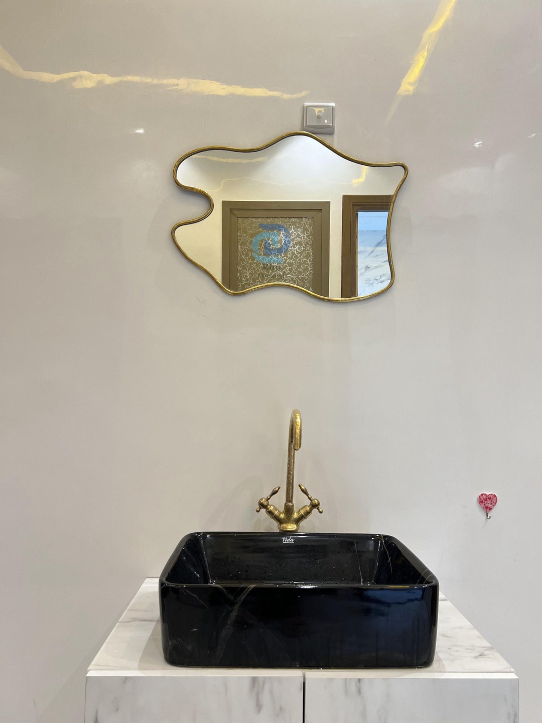 Asymmetrical Irregular Brass Mirror Puddle Mirror Aesthetic Wall Mirror ...