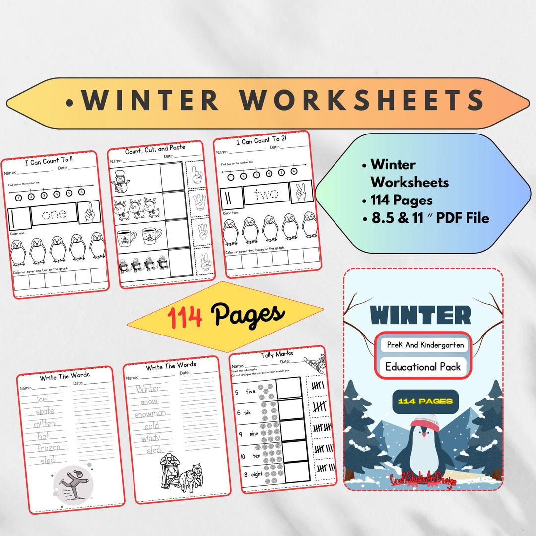 Printable Winter Preschool Activity Bundle 114 Pages Preschool Bundle ...