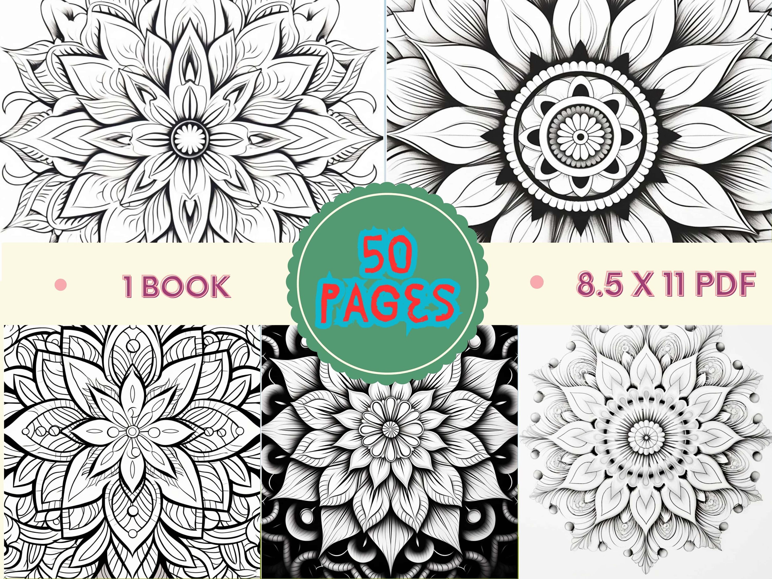 50 Pages Adult & Kid Mandala Coloring Pages – 50 Stress Relief Patterns ...