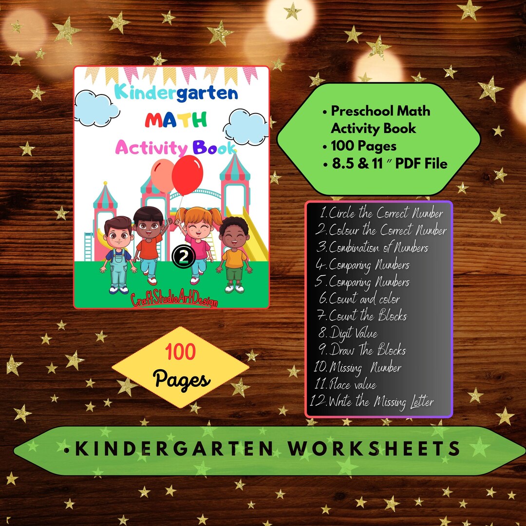 100-page Kindergarten Math Activity Book | Fun Preschool Workbook ...