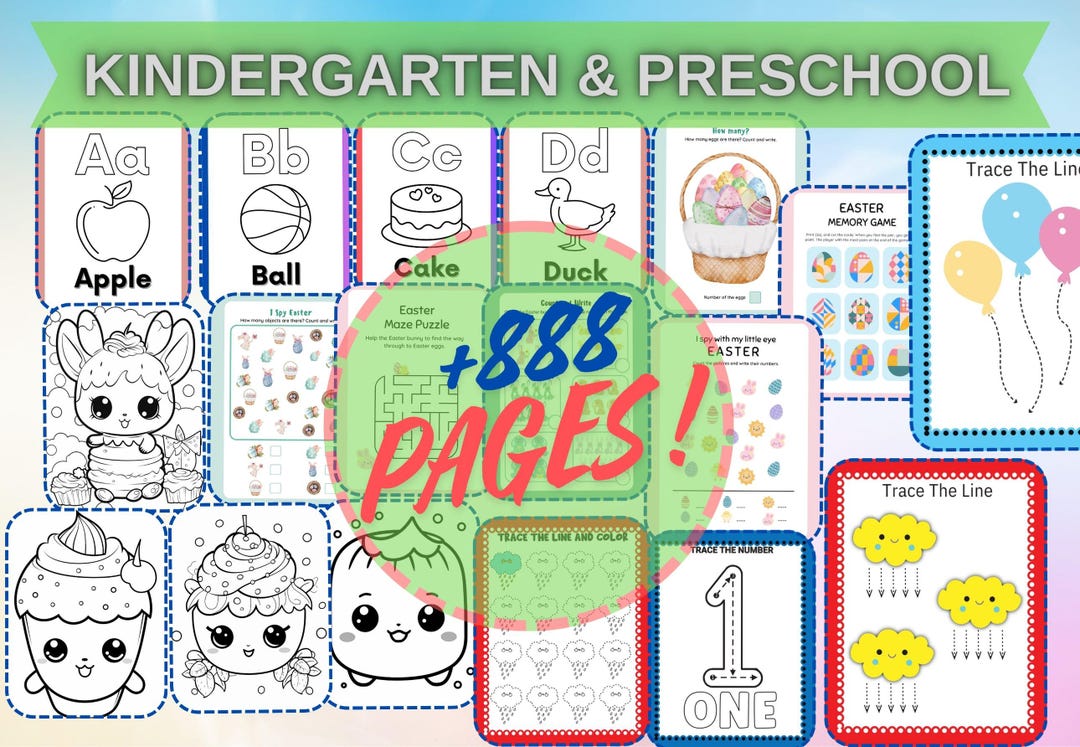 Math Activities Bundle 888 Pages Printable Worksheet, Preschool Pre-k ...