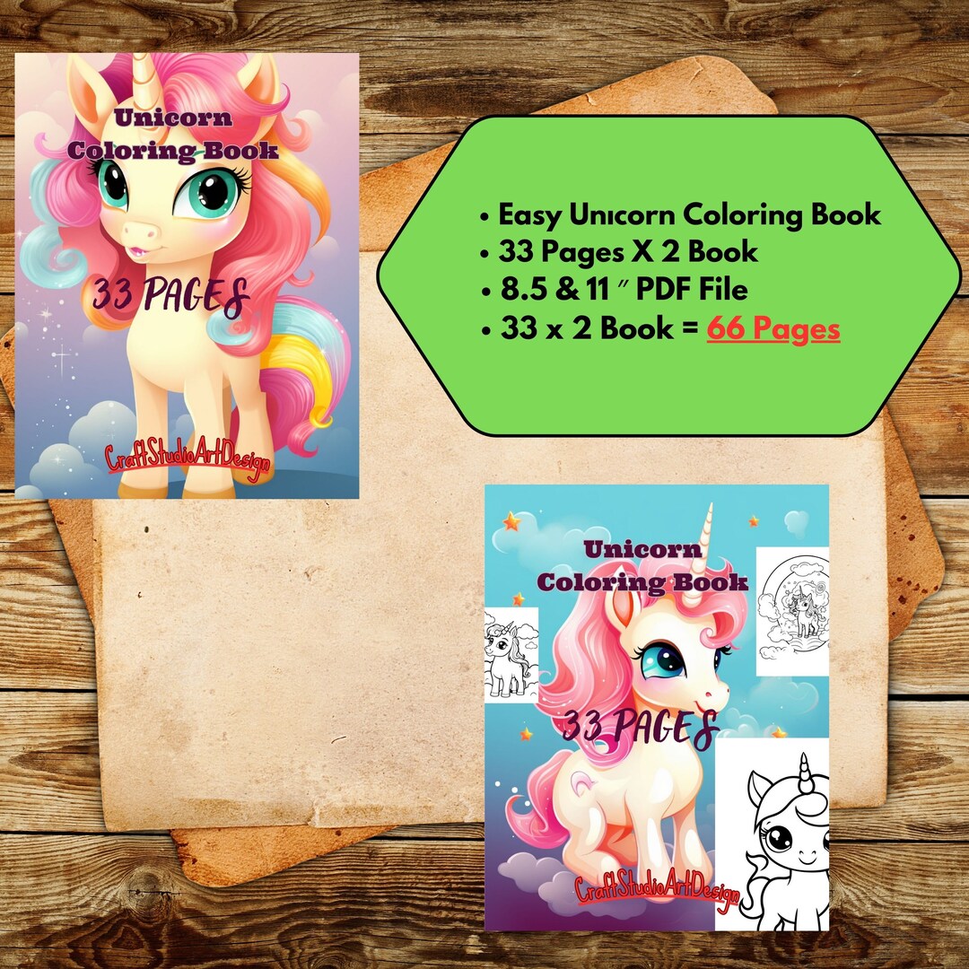 Cute Unicorn Coloring Books for Kids | Printable PDF, Grayscale Fairy ...