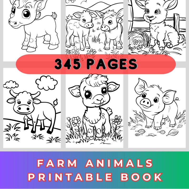 Farm Animals PNG Coloring 345 Pages for Kids Farm Coloring Pages Kids ...