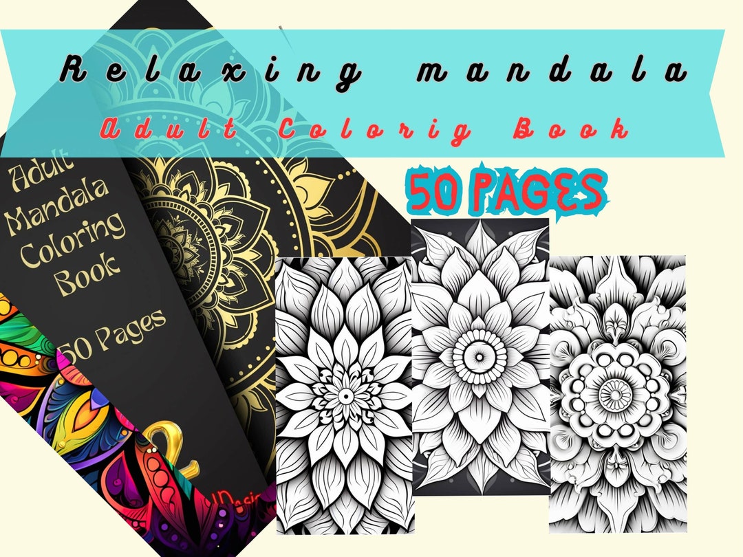 50 Pages Adult & Kid Mandala Coloring Pages – 50 Stress Relief Patterns ...
