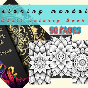 50 Pages Adult & Kid Mandala Coloring Pages – 50 Stress Relief Patterns ...