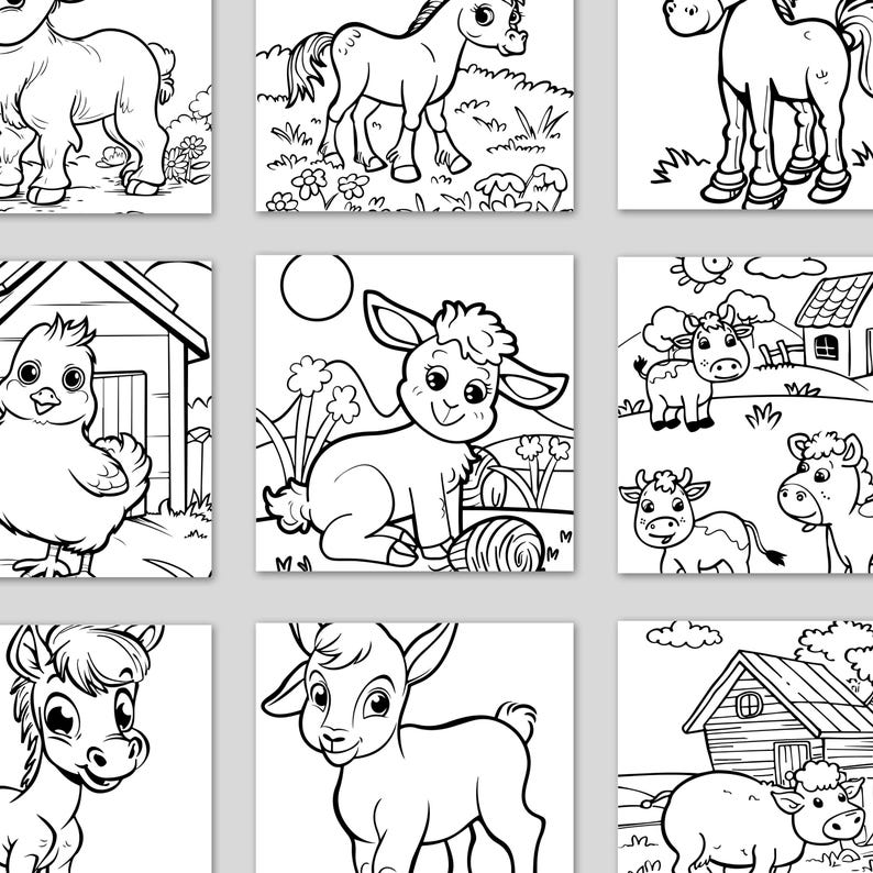 Farm Animals PNG Coloring 345 Pages for Kids Farm Coloring Pages Kids ...
