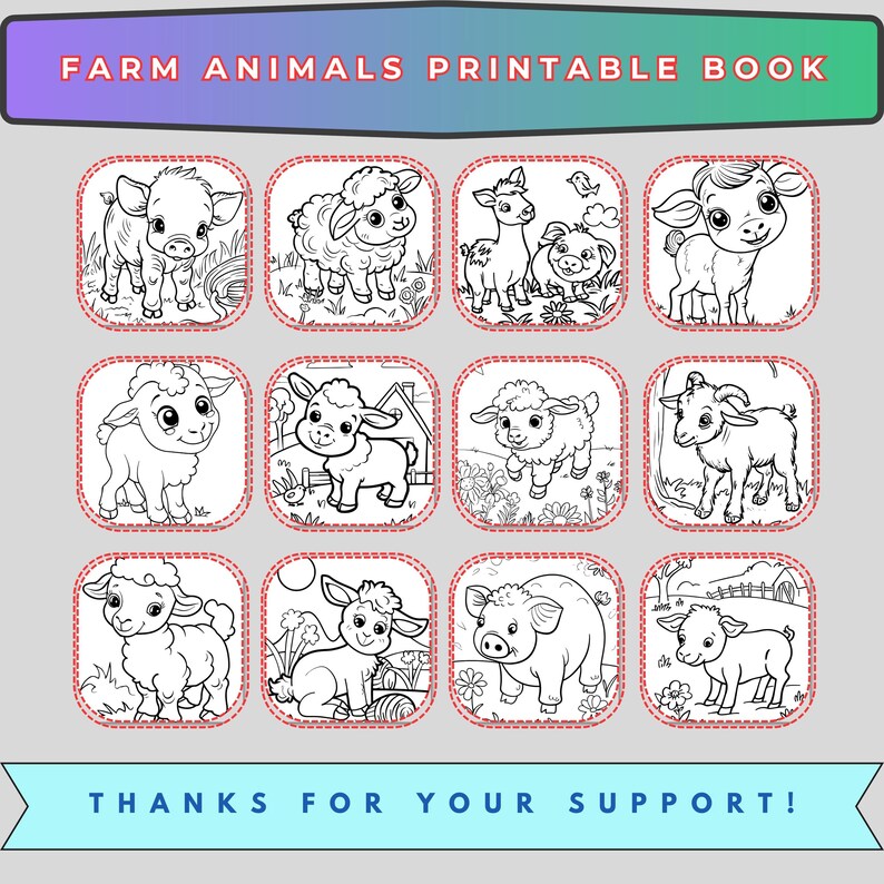 Farm Animals PNG Coloring 345 Pages for Kids Farm Coloring Pages Kids ...