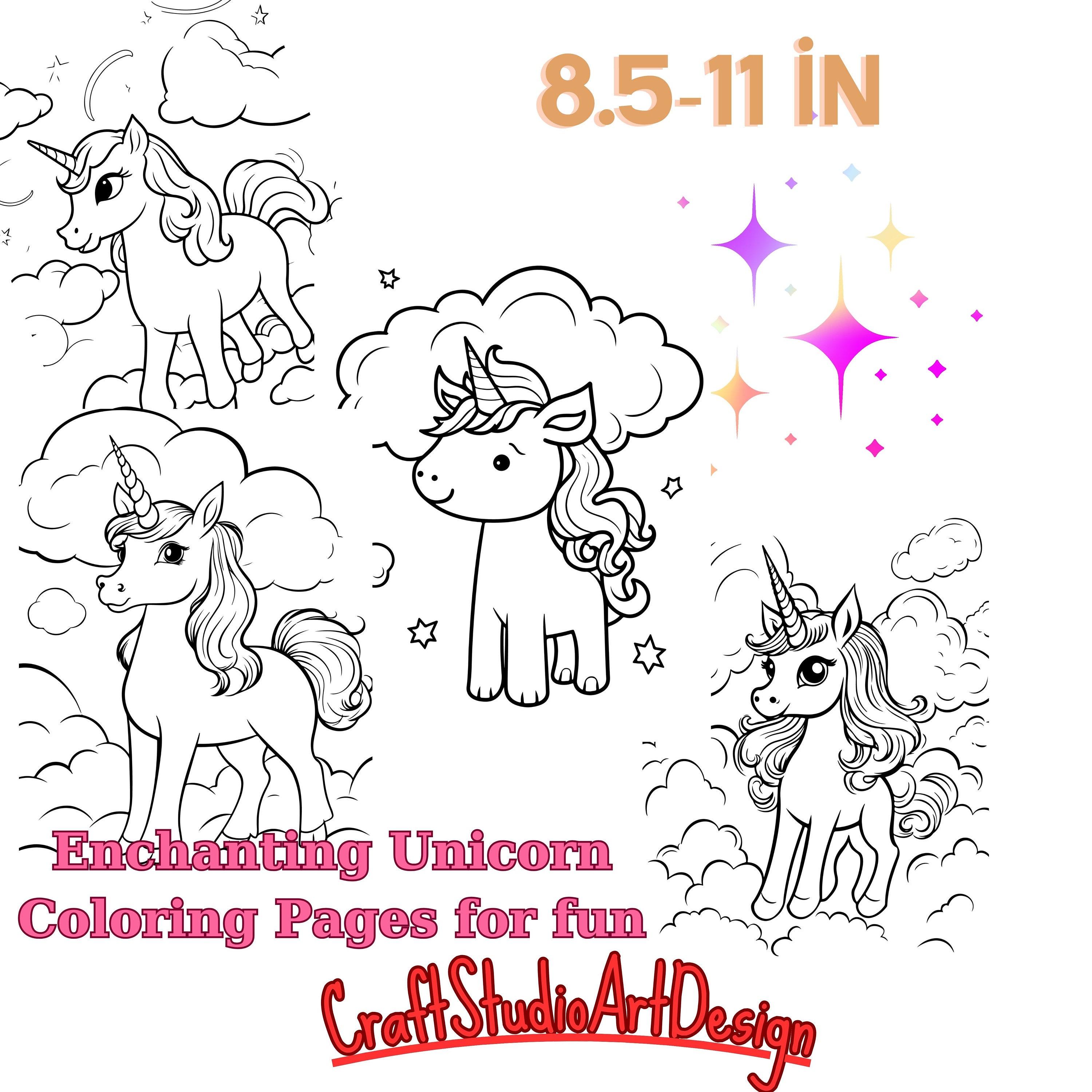 Cute Unicorn Coloring Books for Kids Kawaii Unicorn Coloring Pages ...