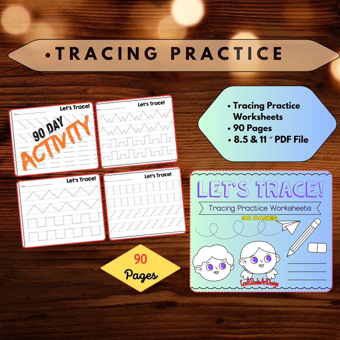 90 Preschool Line Tracing Worksheets Bundle,lines Trace Pages ...