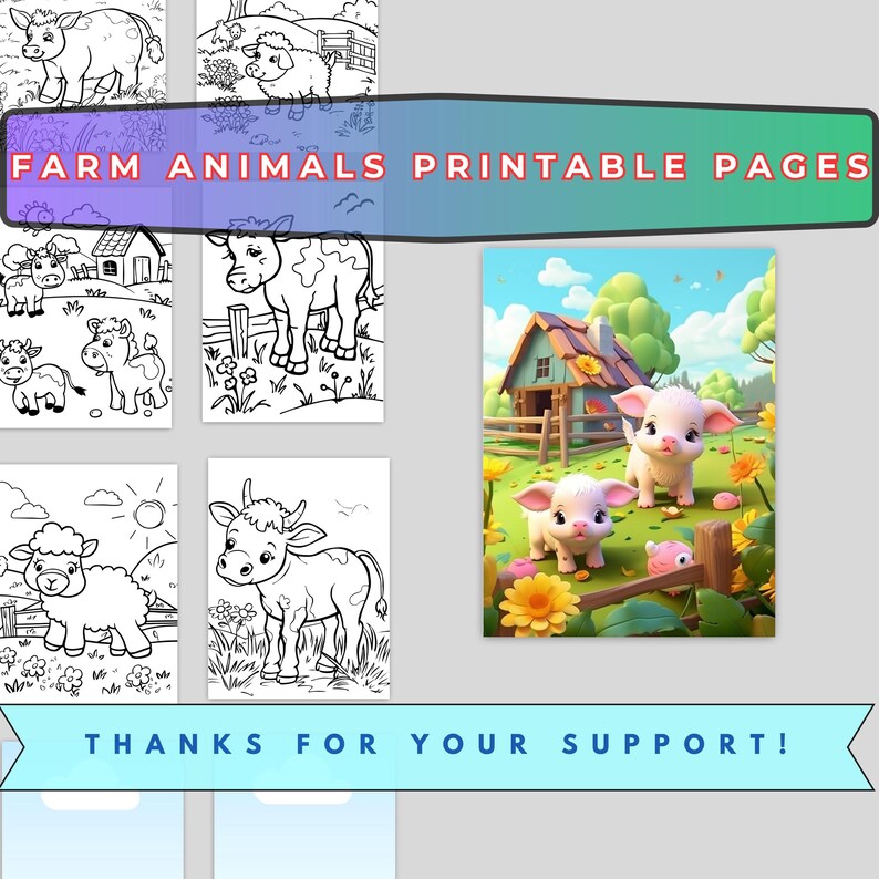Farm Animals PNG Coloring 345 Pages for Kids Farm Coloring Pages Kids ...