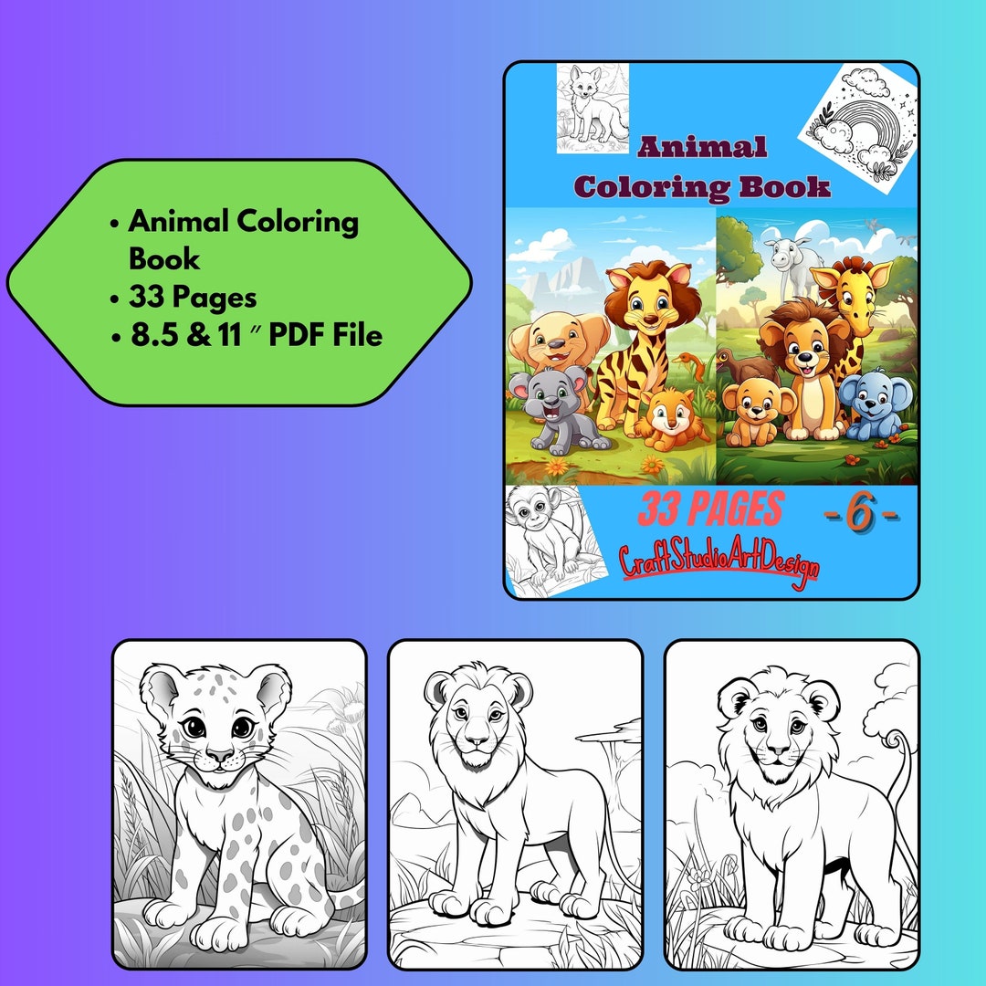 Creative Coloring Book for Kids 33 Pages of Cute Animals, Educational ...