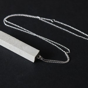 Smooth Concrete Long Rectangular Pendant Sterling Silver Necklace - Etsy