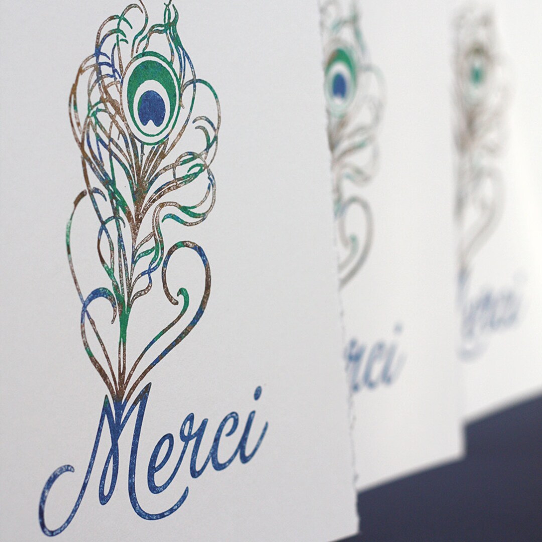 Merci Note Cards, Set of Four - Etsy