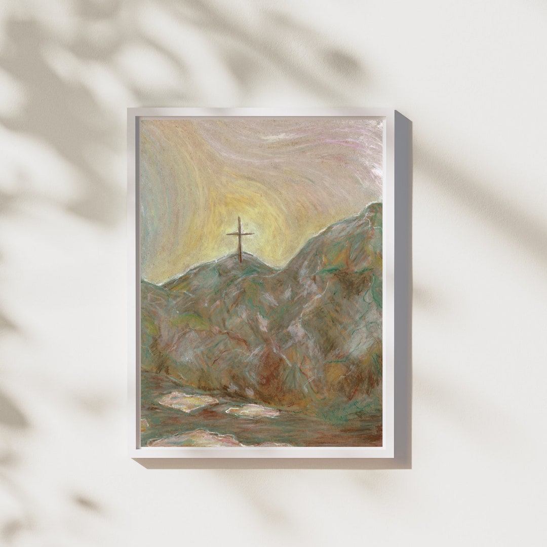 Wall Art Print Calvary's Cross Bible Story Original Oil Pastel Abstract ...