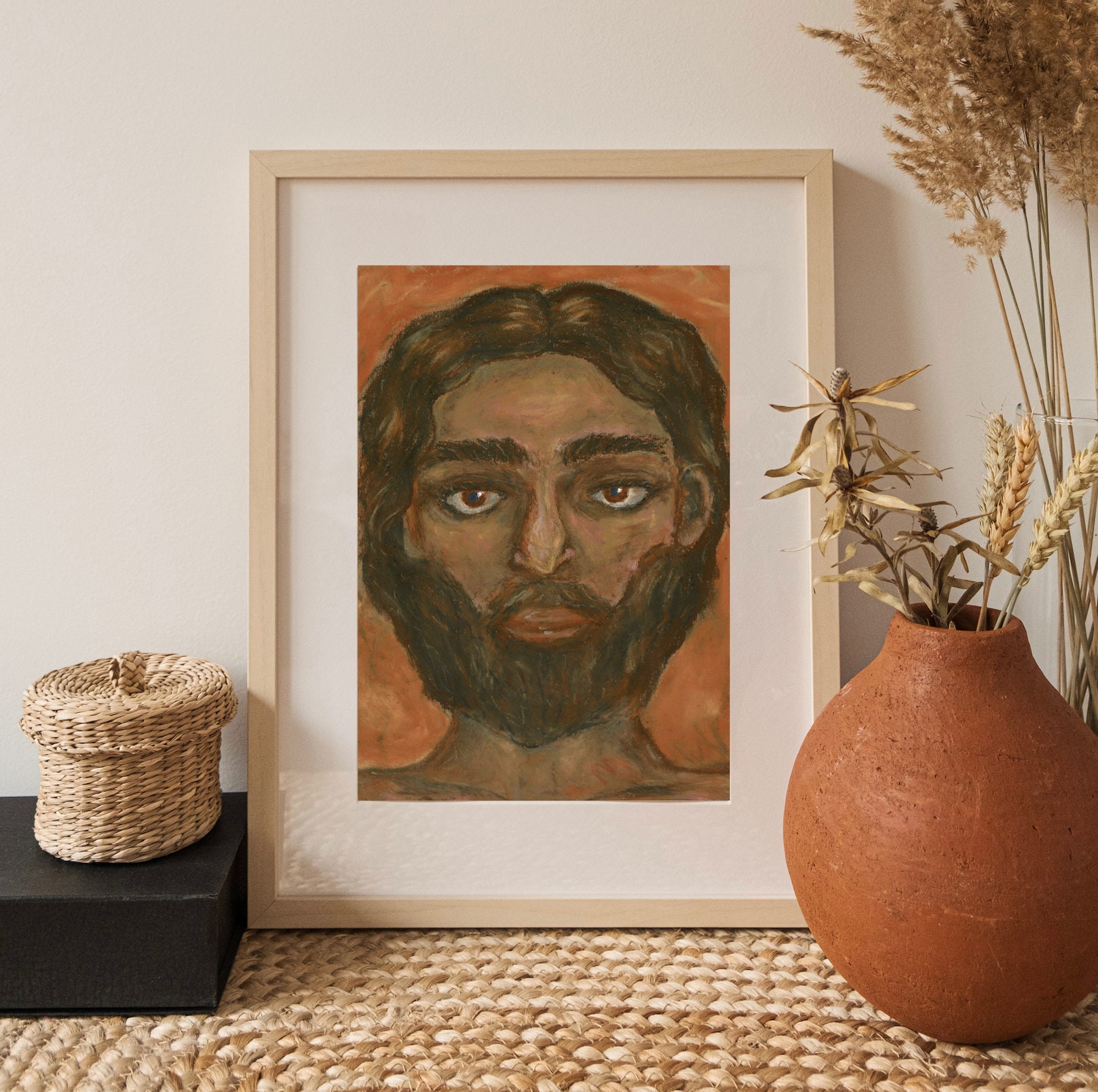 Wall Art Print Jesus Friend and Saviour Original Oil Pastel Abstract ...