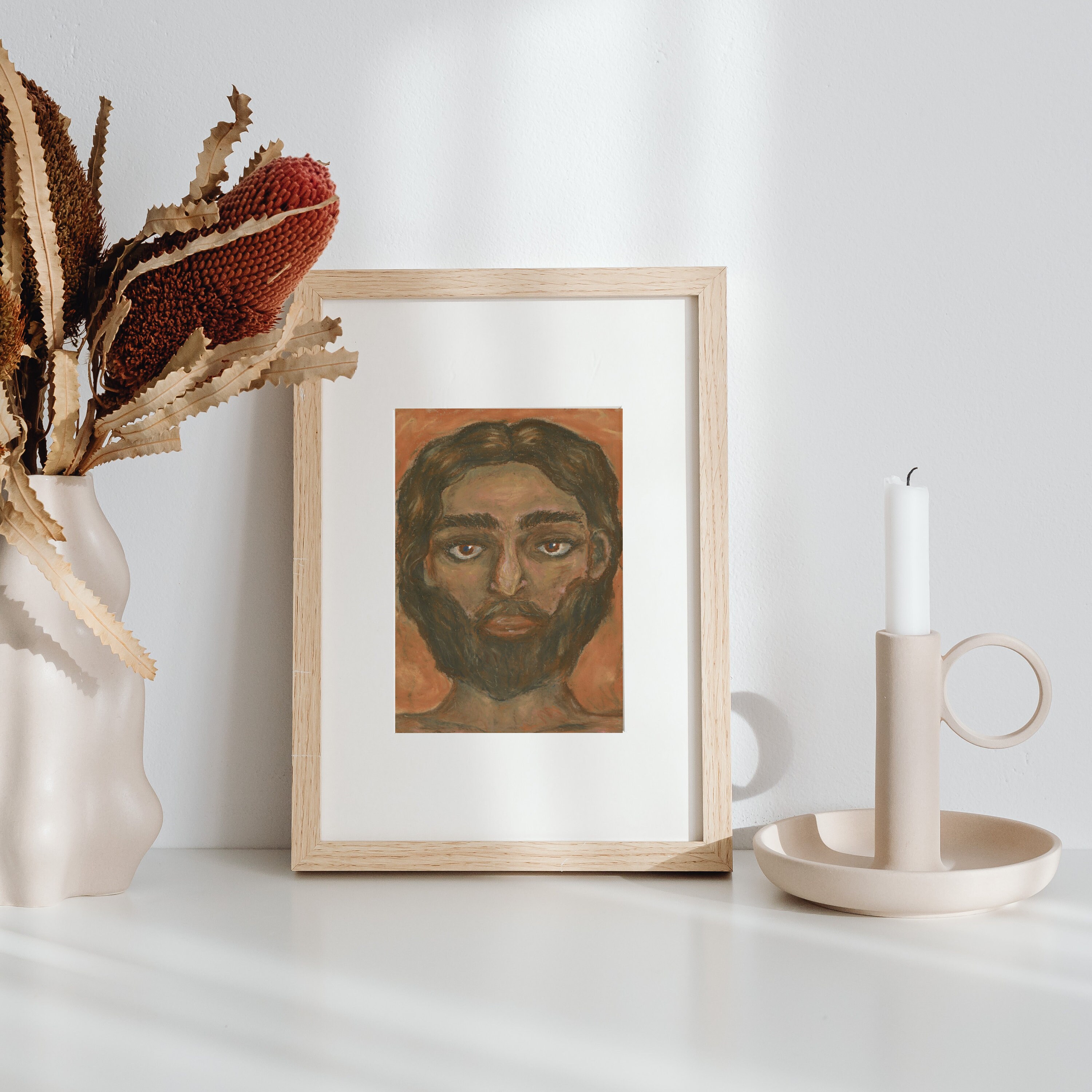 Wall Art Print Jesus Friend and Saviour Original Oil Pastel Abstract ...