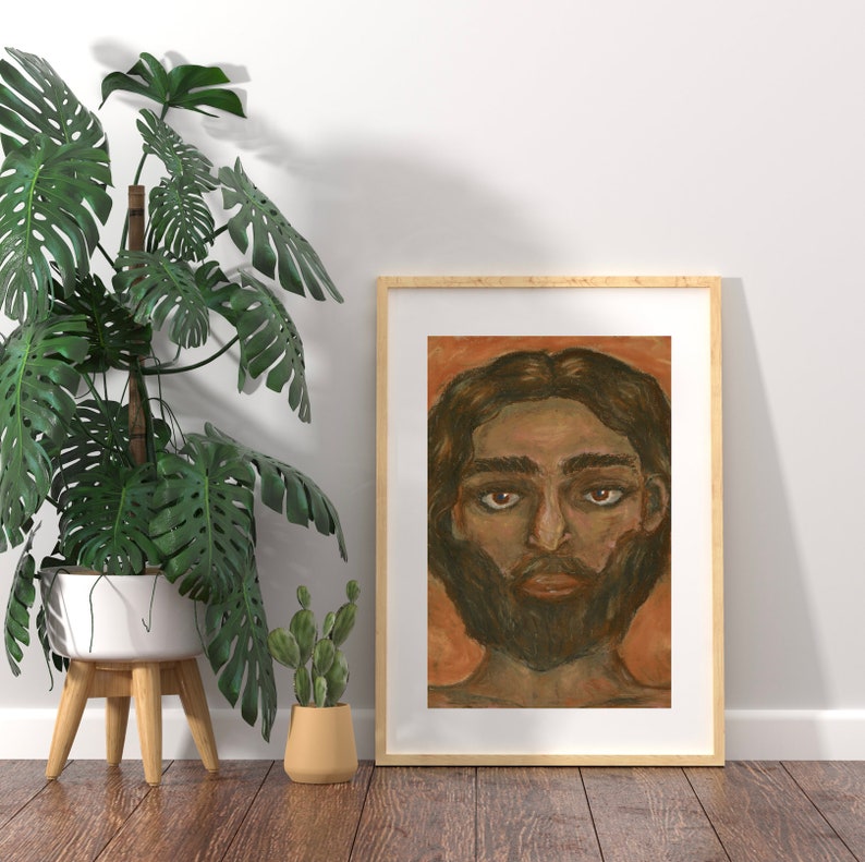 Wall Art Print Jesus Friend and Saviour Original Oil Pastel Abstract ...