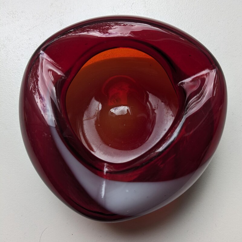 Red Glass Ashtray - Etsy
