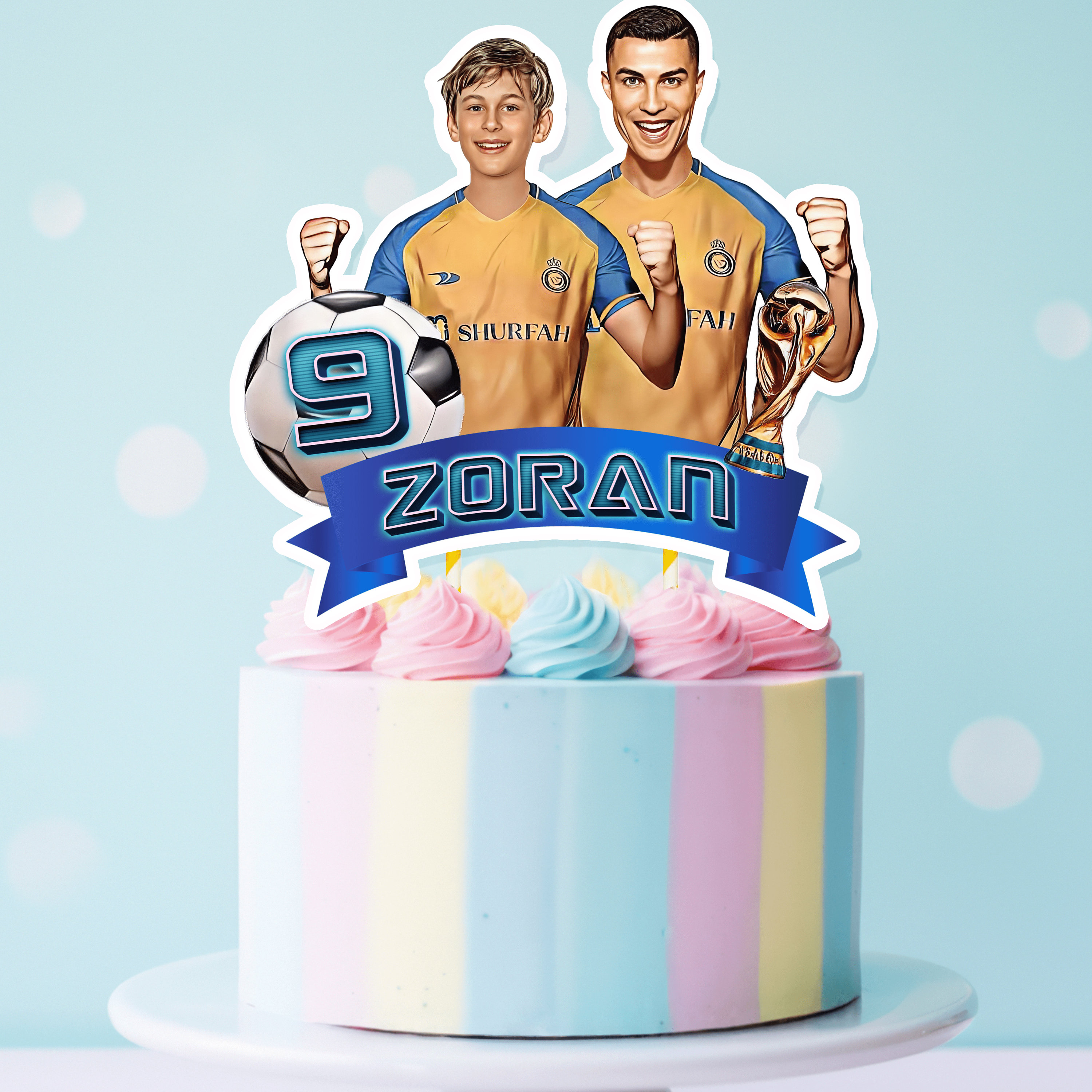 WITH PHOTO Ronaldo Printable Cake Topper, Soccer Football Digital Cake ...